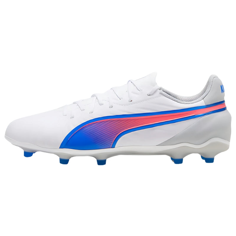 Puma King Match Firm Ground Soccer Cleats - White/Blue/Red - Adult ...